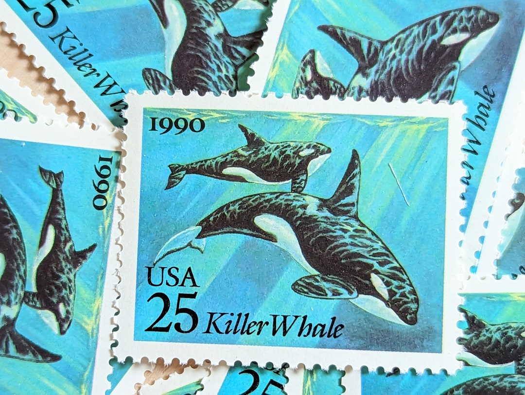 10 Killer Whale Stamps,1990 Unused Postage Stamps, 25 Cent Stamps ...