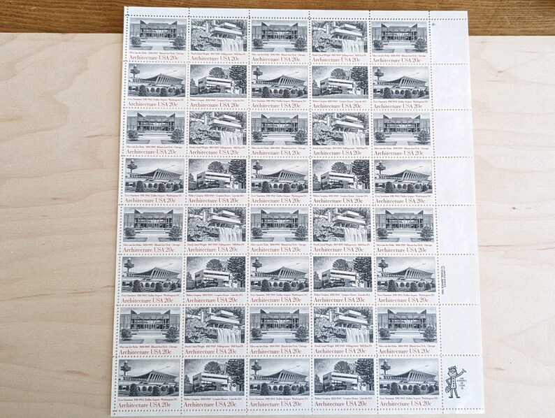 Sheet of 40 Architecture Stamps 1982 US Postage Stamps 20 - Etsy