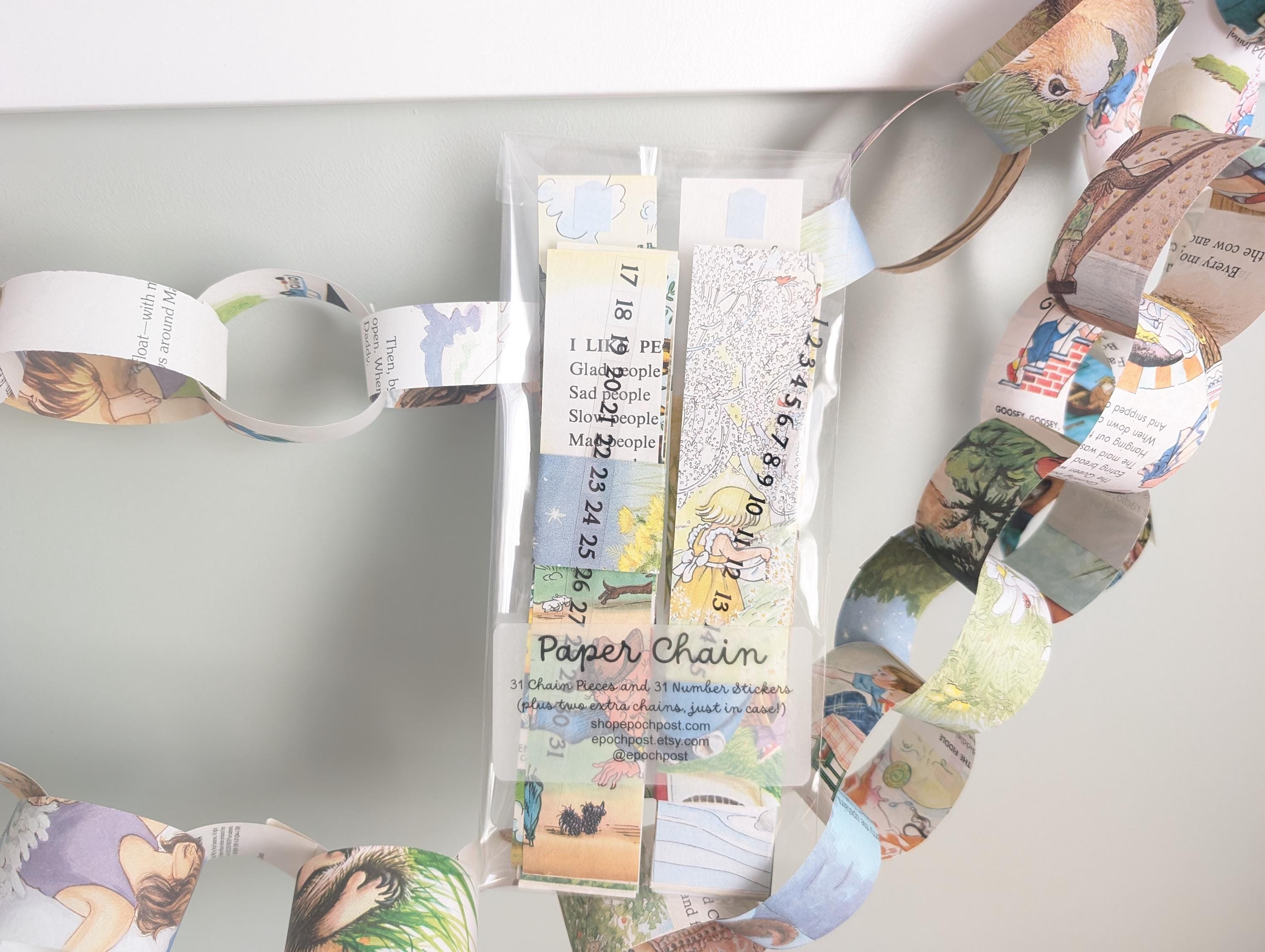 Golden Book Paper Chain Kit, 31 Chains and 31 Number Stickers to Count ...