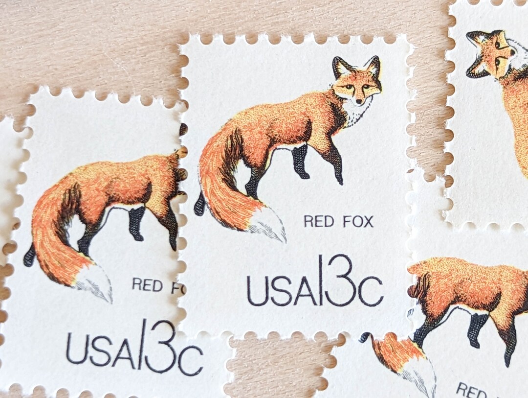 10 Red Fox Postage Stamps, 13 Cent 1978 Unused Postage Stamps, Woodland ...