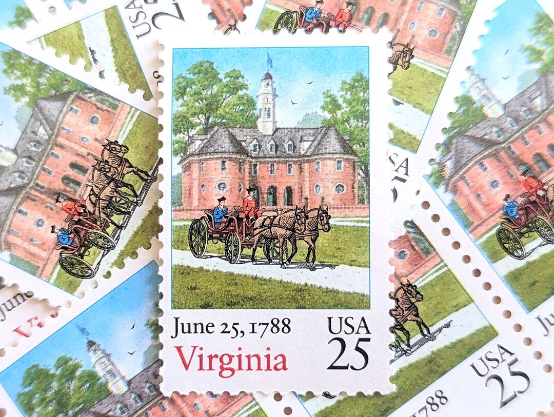 10 Virginia State Stamps, 25 Cent, Unused Postage Stamps, Vintage ...