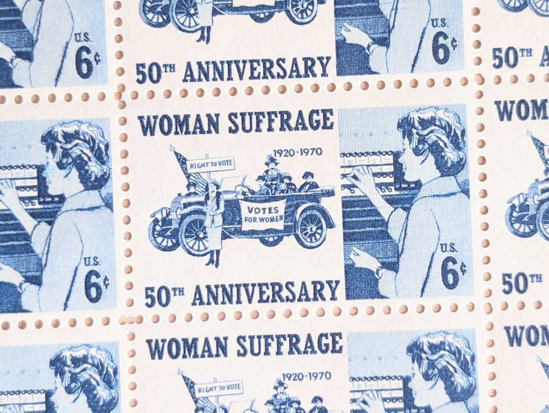 Sheet of 50 Woman Suffrage 50th Anniversary Stamps, Vintage Unused USPS ...