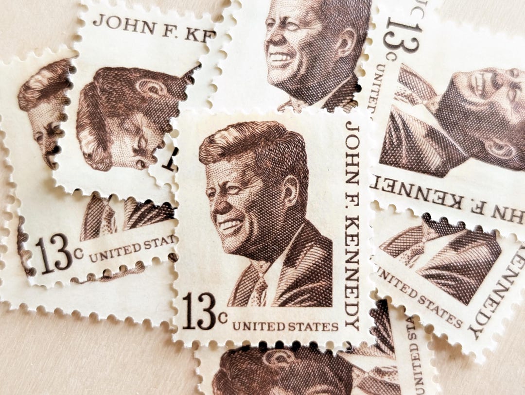 10 John F. Kennedy Stamps, Vintage Unused 1967 USPS 13 Cent Postage ...