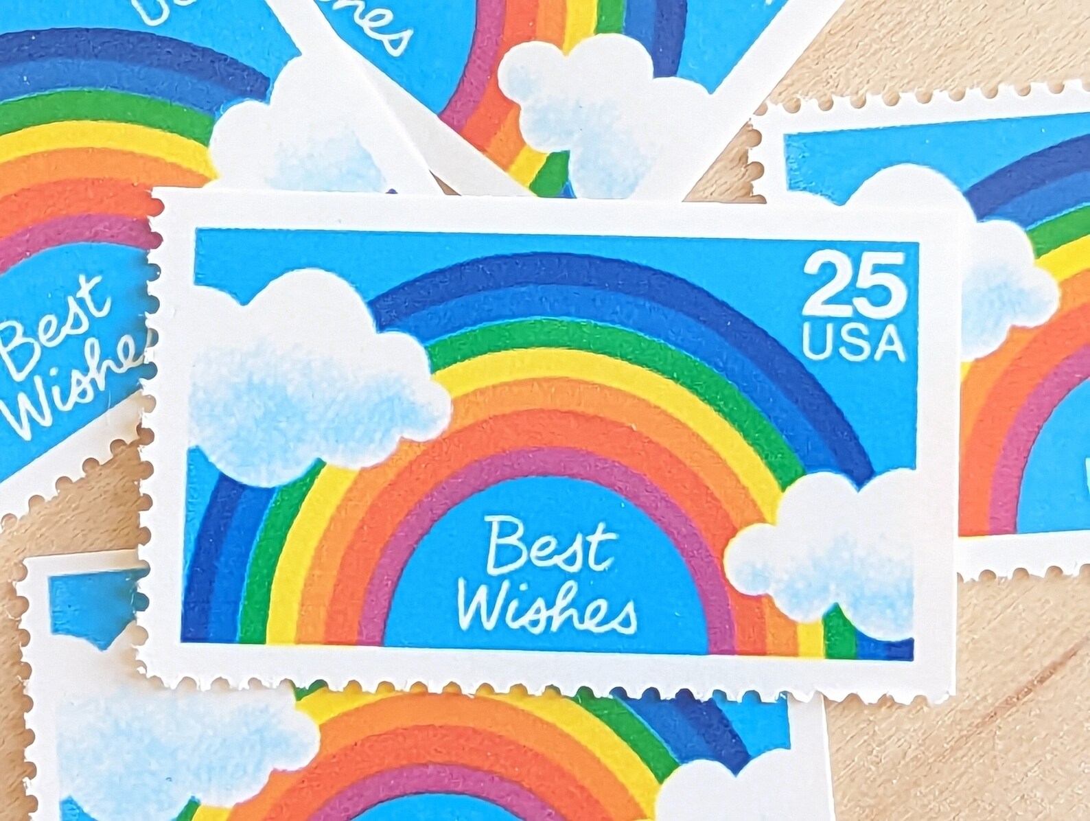 5 Best Wishes Stamps, 25 Cent 1988 Unused Postage Stamps, Vintage ...