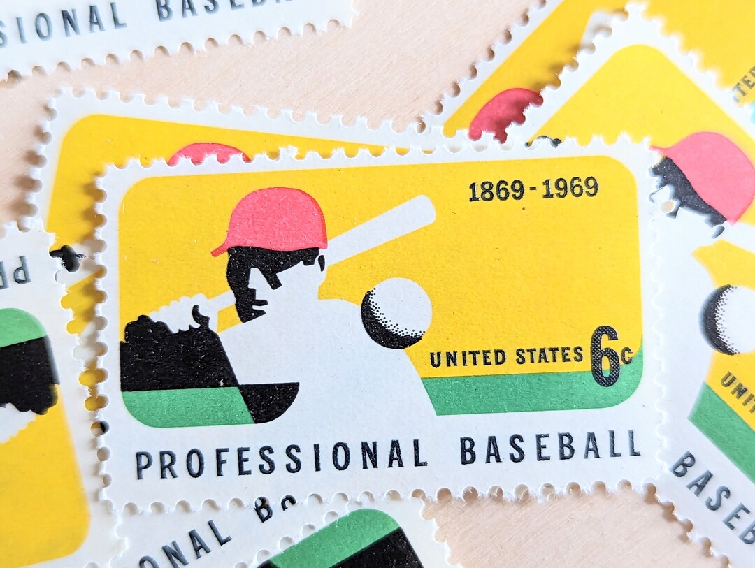 10 Professional Baseball Stamps,1969 Unused Postage Stamps, 6 Cent ...