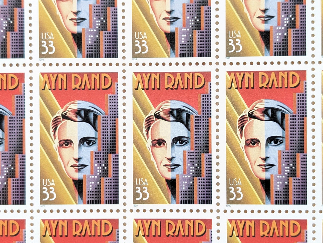 Sheet of 20 Ayn Rand Unused US Stamps, 1998, 33 Cent Stamps, Vintage ...