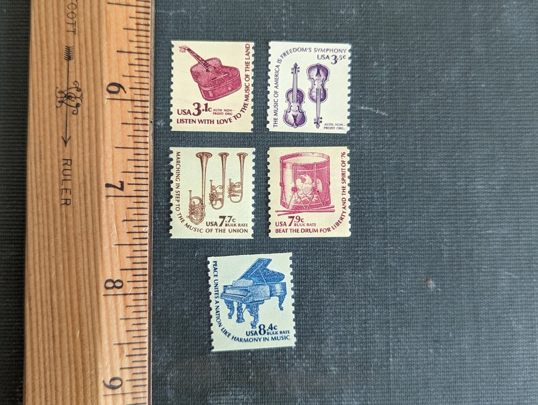 Set of 5 Americana Instrument Postage Stamps, Unused Postage, 1979-80 ...