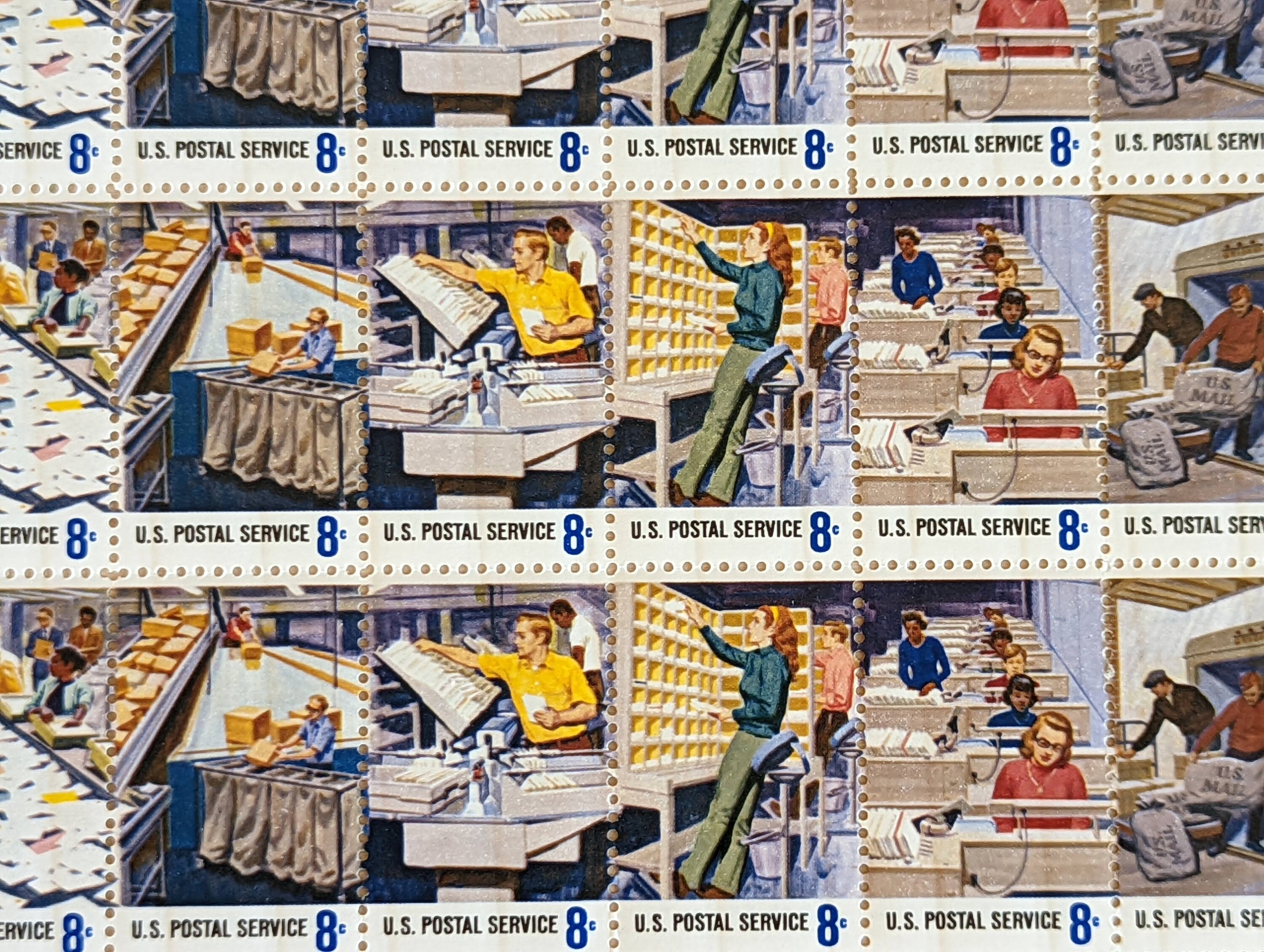 Sheet of 50 Postage Stamps, 8 Cent Stamps, 1972, U.S. Postal Service ...