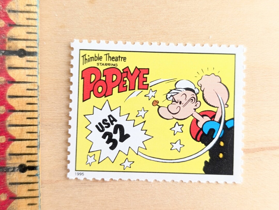 5 Popeye Stamps, 32 Cent, 1995 Comic Strip Classics, Unused Postage ...