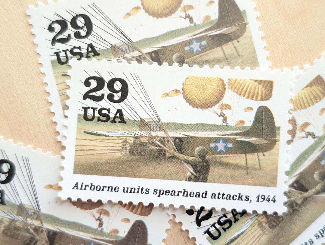5 Paratrooper Airborne Units Stamps, Vintage Unused USPS 29 Cent ...