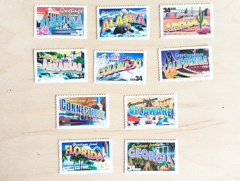 Choose Your State Greetings From. . . Vintage Style Postcard Postage ...