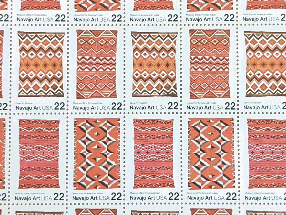 Sheet of 50 Navajo Art Stamps, 22 Cent, 50 Unused Stamps, 1986, Vintage ...
