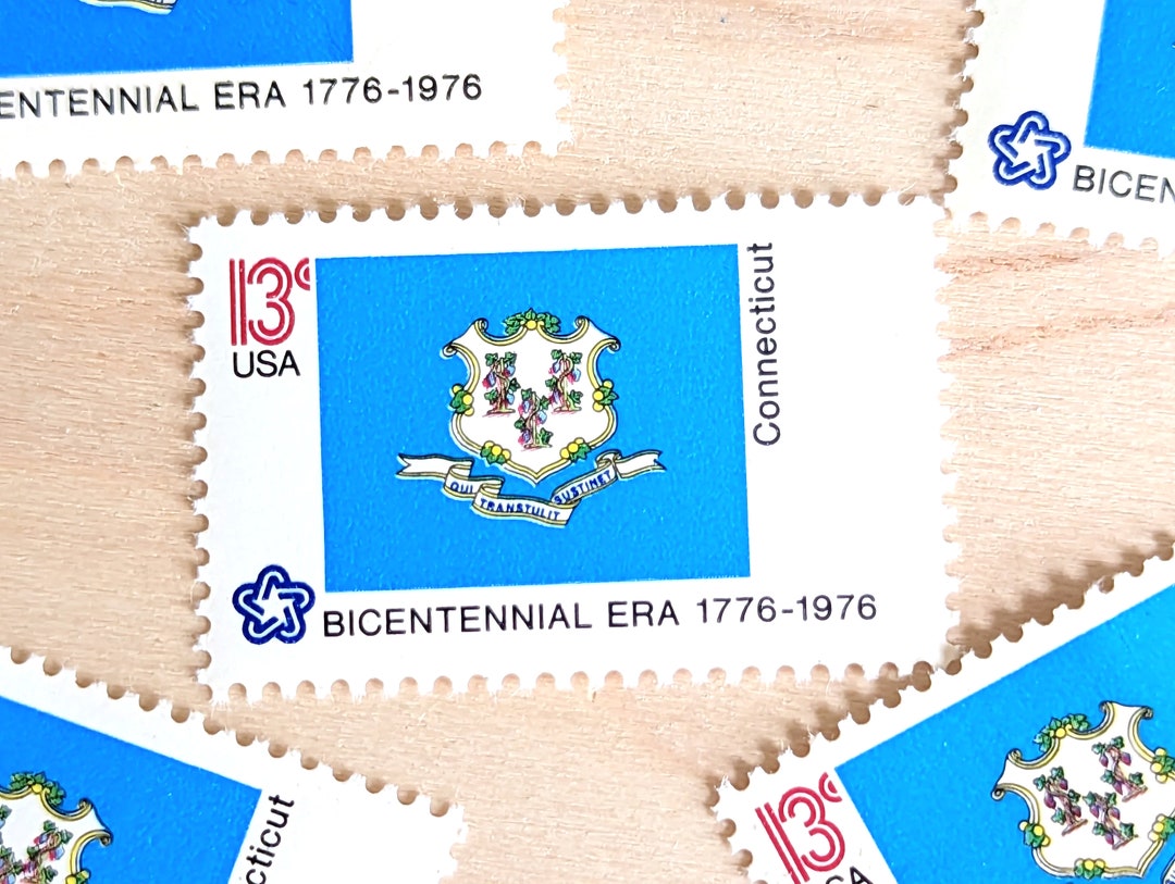 10 Connecticut State Flag Stamps, 13 Cent, 1976, State Flag, Unused ...