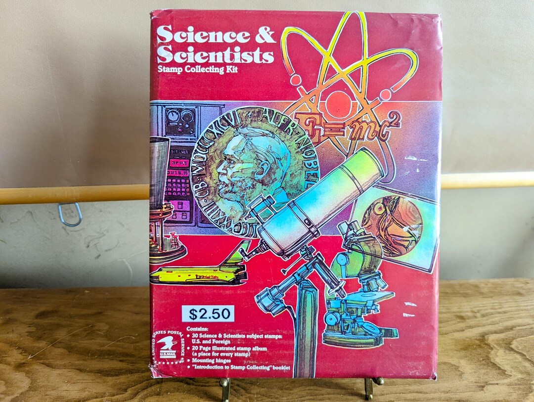 Unopened Science and Scientists Stamp Collecting Kit, Stamp Album, 30 ...