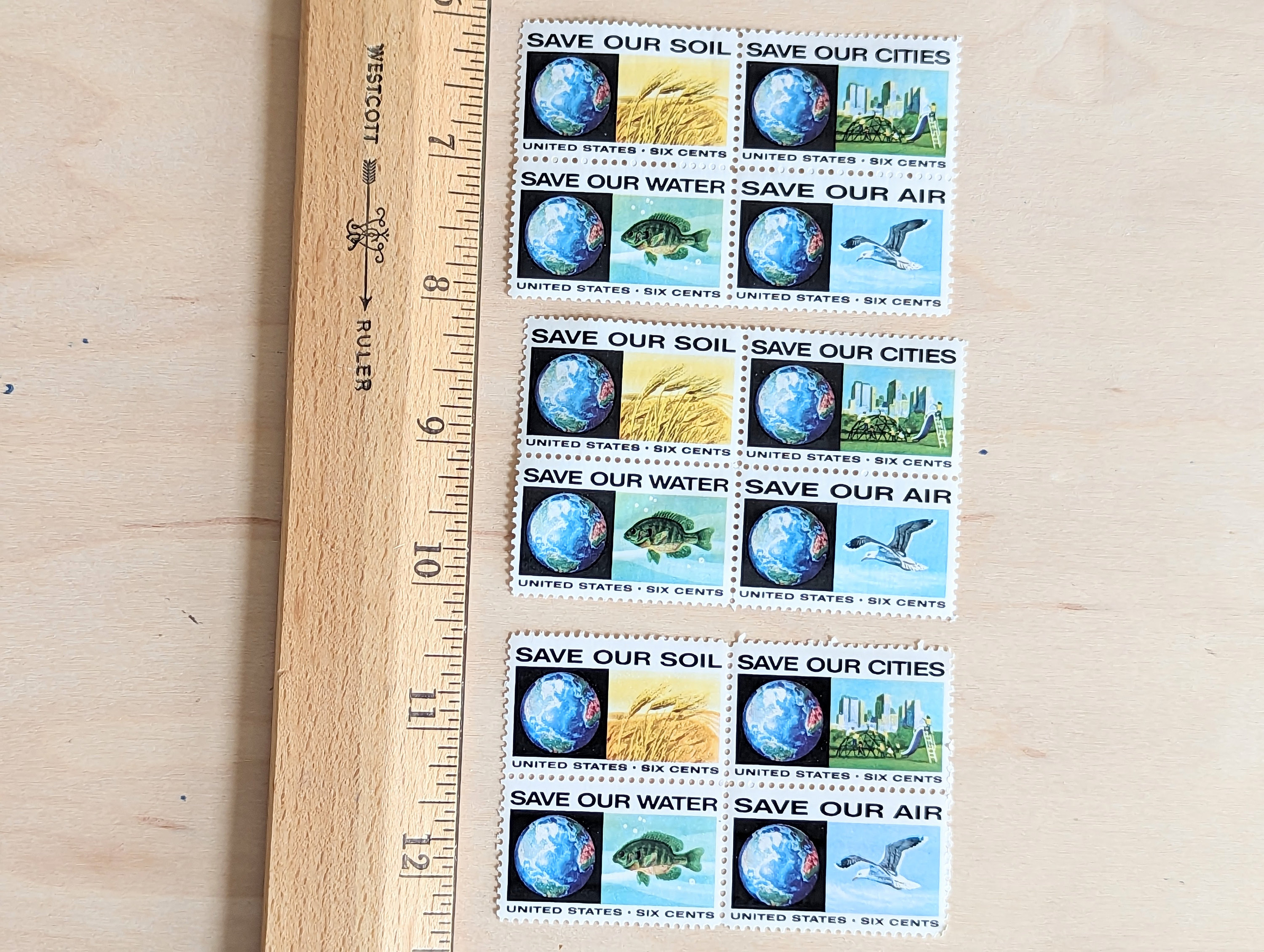 12 Anti-pollution Stamps, 1970 Unused Postage Stamps, 6 Cent Stamps ...