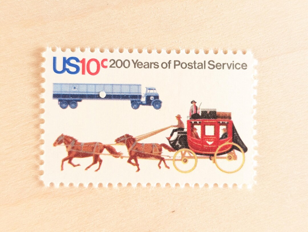 10 Horse Carriage Postal Service Stamps, Vintage Unused USPS 10 Cent ...