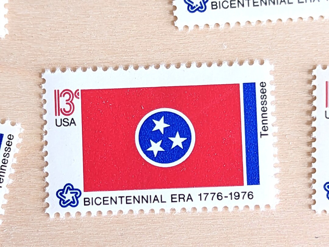 10 Tennessee State Flag Stamps, 13 Cent, 1976, State Flag, Unused ...