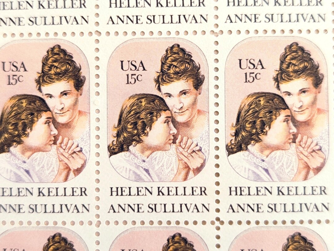 Sheet of 50 Helen Keller and Anne Sullivan Stamps, 1980 Unused Postage ...