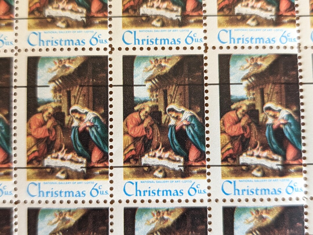 Sheet of 50 Christmas Nativity Stamps, Unused Postage Stamps, 6 Cent ...