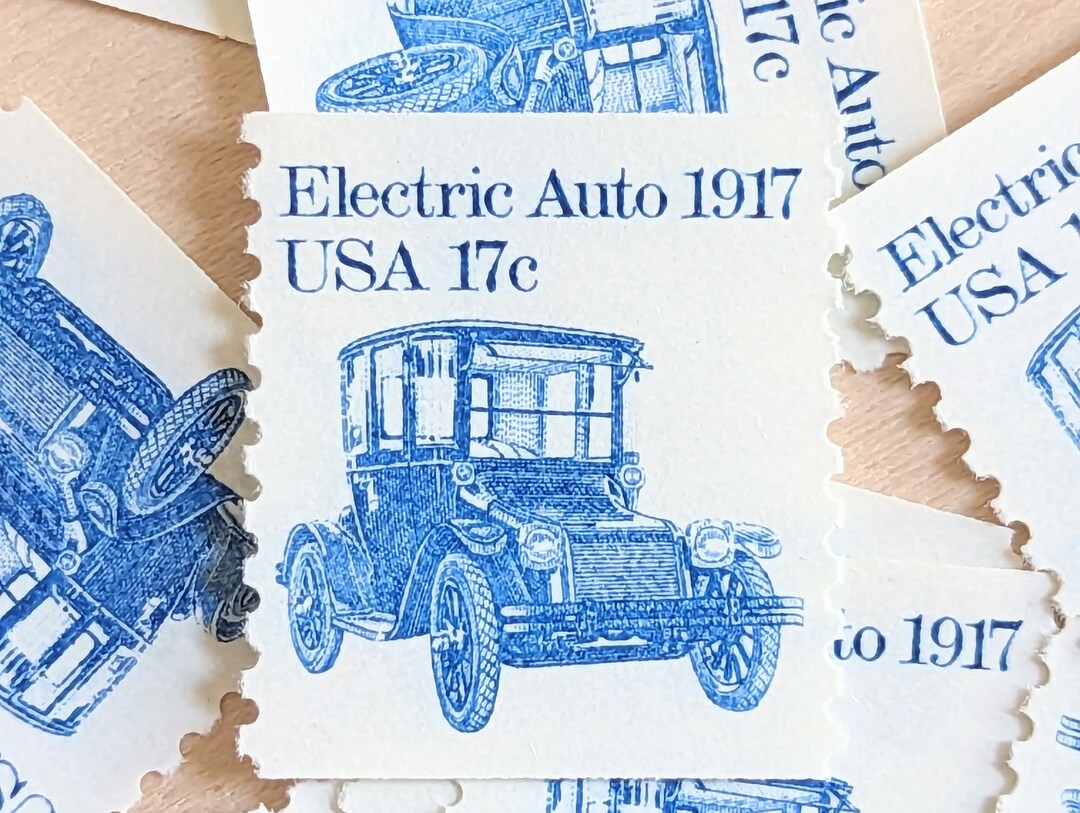 10 Electric Auto 1917 Stamps, Vintage Unused USPS 17 Cent Stamps, 1982 ...