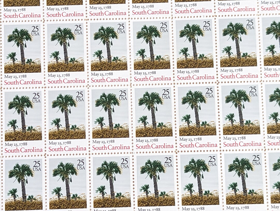 Sheet of 50 South Carolina Stamps, 25 Cent, 50 Unused Stamps, 1988 - Etsy