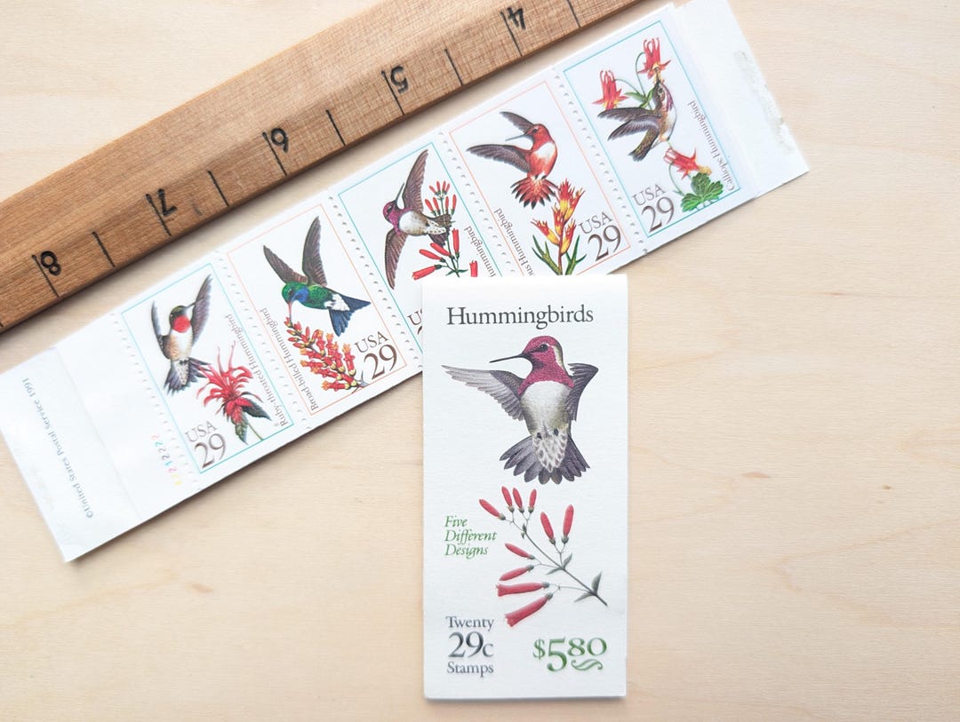 Hummingbirds Booklet of 20 Stamps, 29 Cent Stamps, Unused Postage, 1992 ...