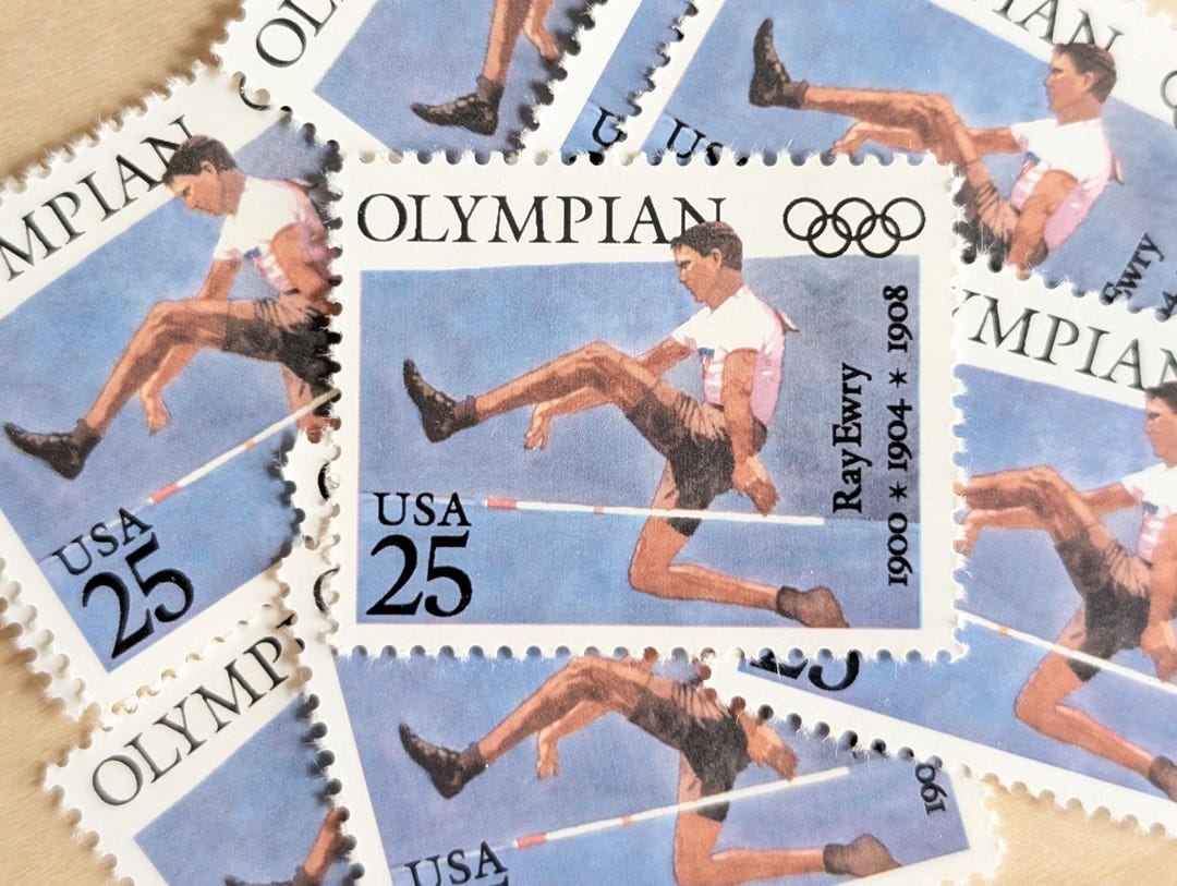 10 Ray Ewry Olympic Hurdles Stamps, 1990 Unused Postage Stamps, 25 Cent ...