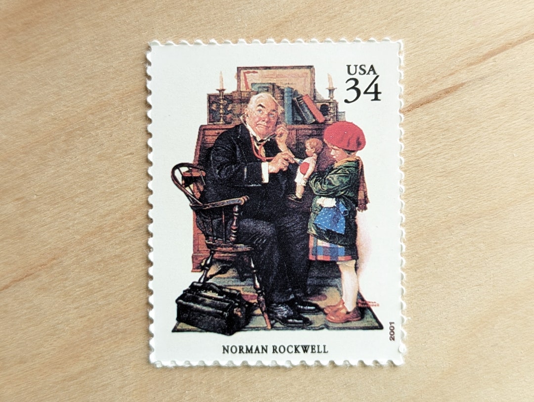 5 Norman Rockwell Stamps, the Saturday Evening Post, 34 Cent, American ...