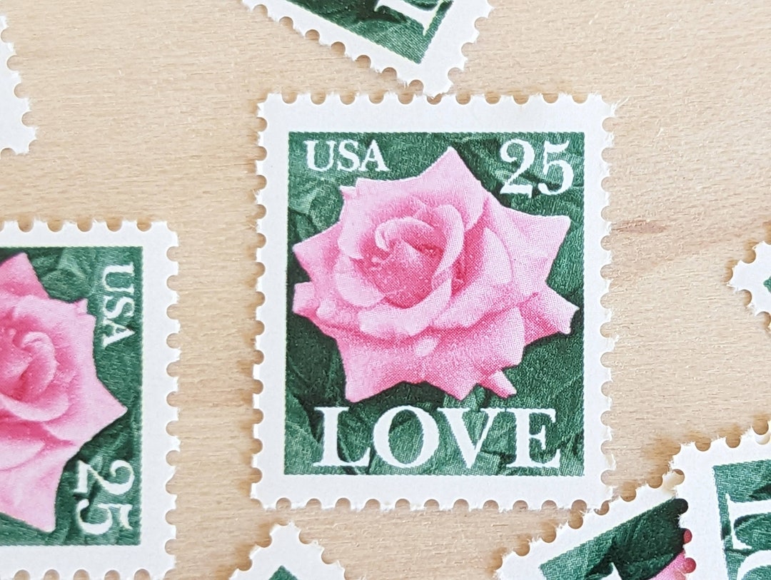 10 Love Pink Flower Stamps, 25 Cent 1988 Unused Postage Stamps, Pink ...