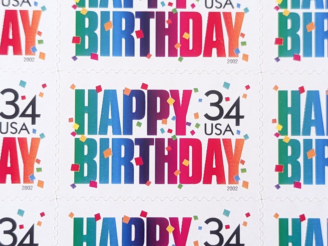 Happy Birthday Stamp Sheet of 20, Unused 34 Cent US Postage Stamps 2001 ...