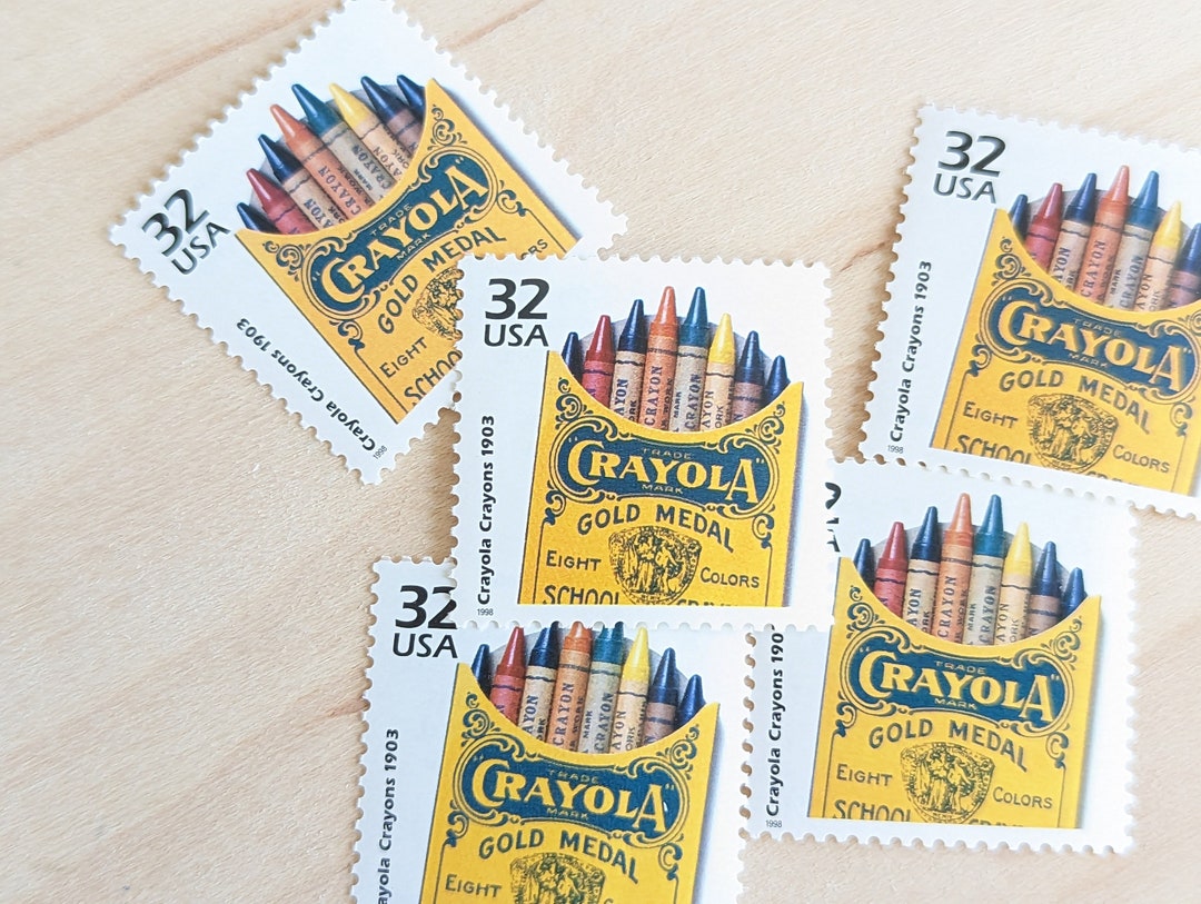 5 Crayola Crayons Stamps, 32 Cent, 1998, 1900s Celebrate the Century ...