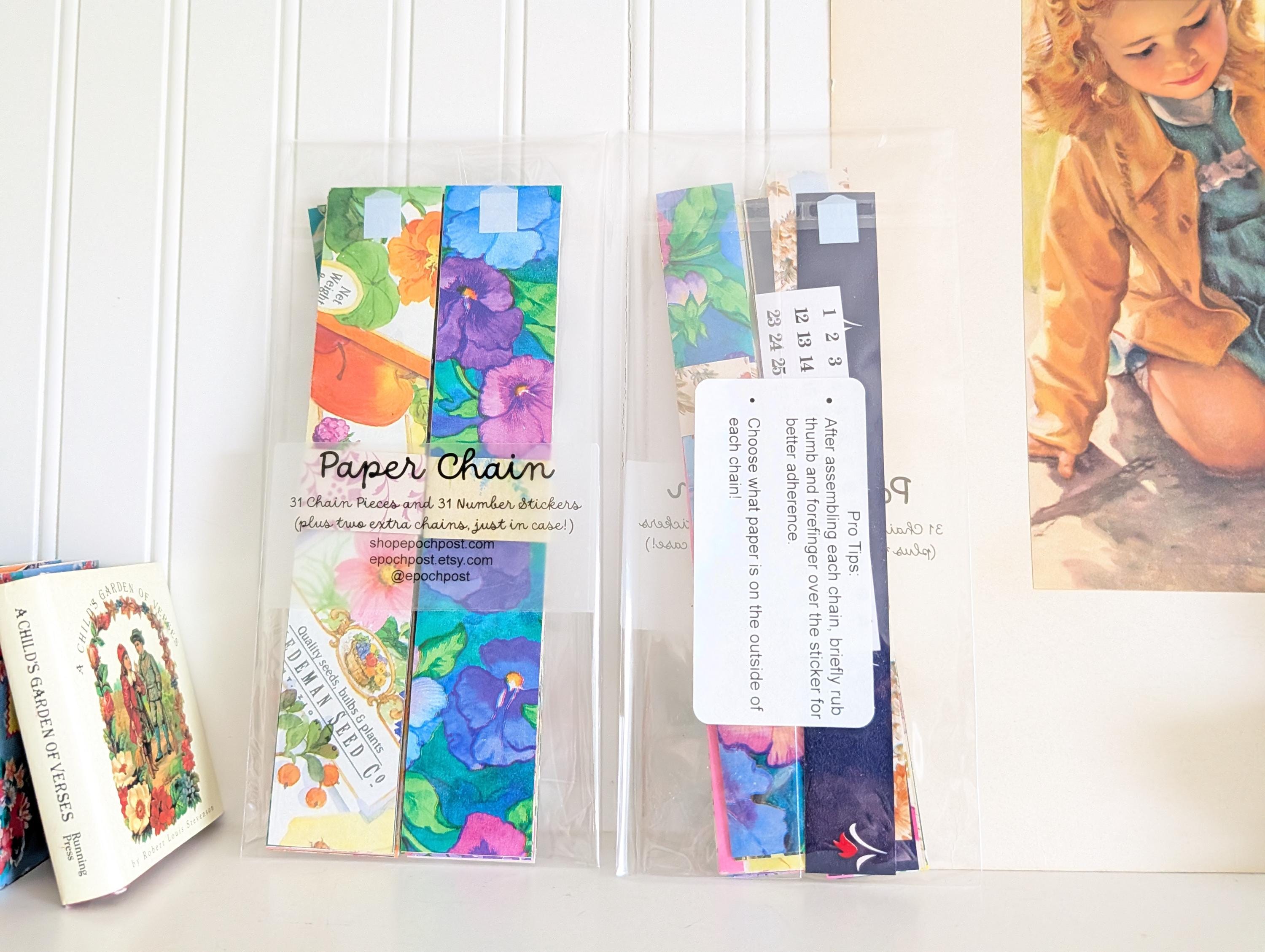 Double Sided Christmas Paper Chain Kit, Floral or Christmas Vintage ...