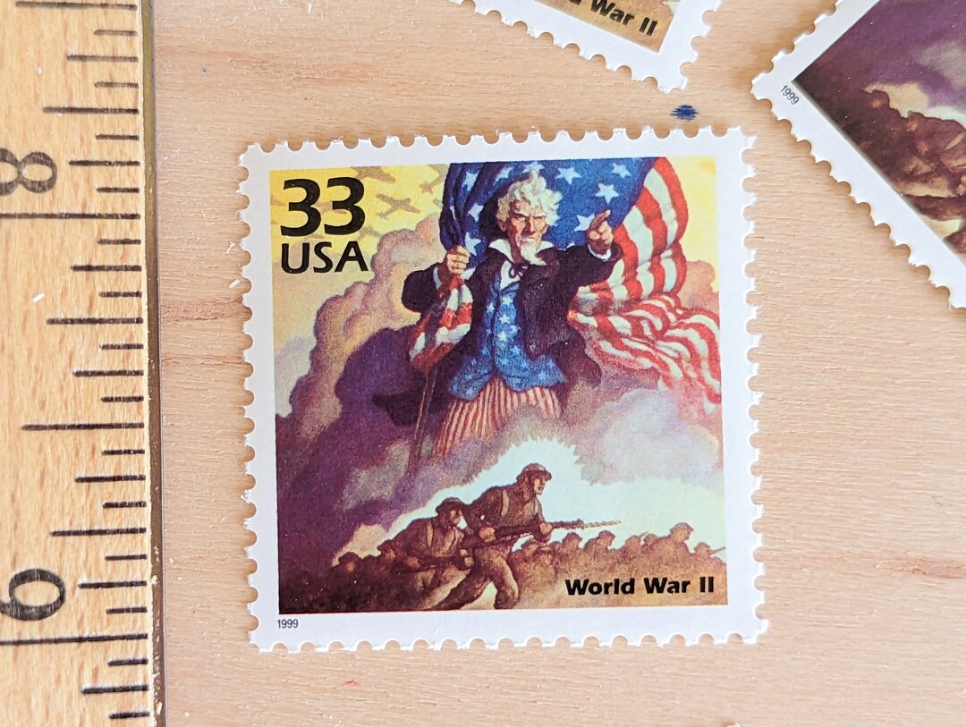 5 World War II Stamps, Vintage Unused USPS 33 Cent Postage Stamps ...