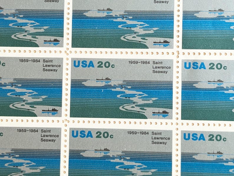 Sheet of 50 Saint Lawrence Seaway Stamps, 1984 Unused Postage Stamps ...