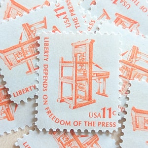 10 Liberty Depends on Freedom of the Press Stamps, 1977 Unused Postage ...