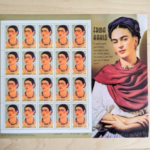 Frida Kahlo Self Portrait Unused Postage Stamp Sheet, 2001, Twenty 34 ...
