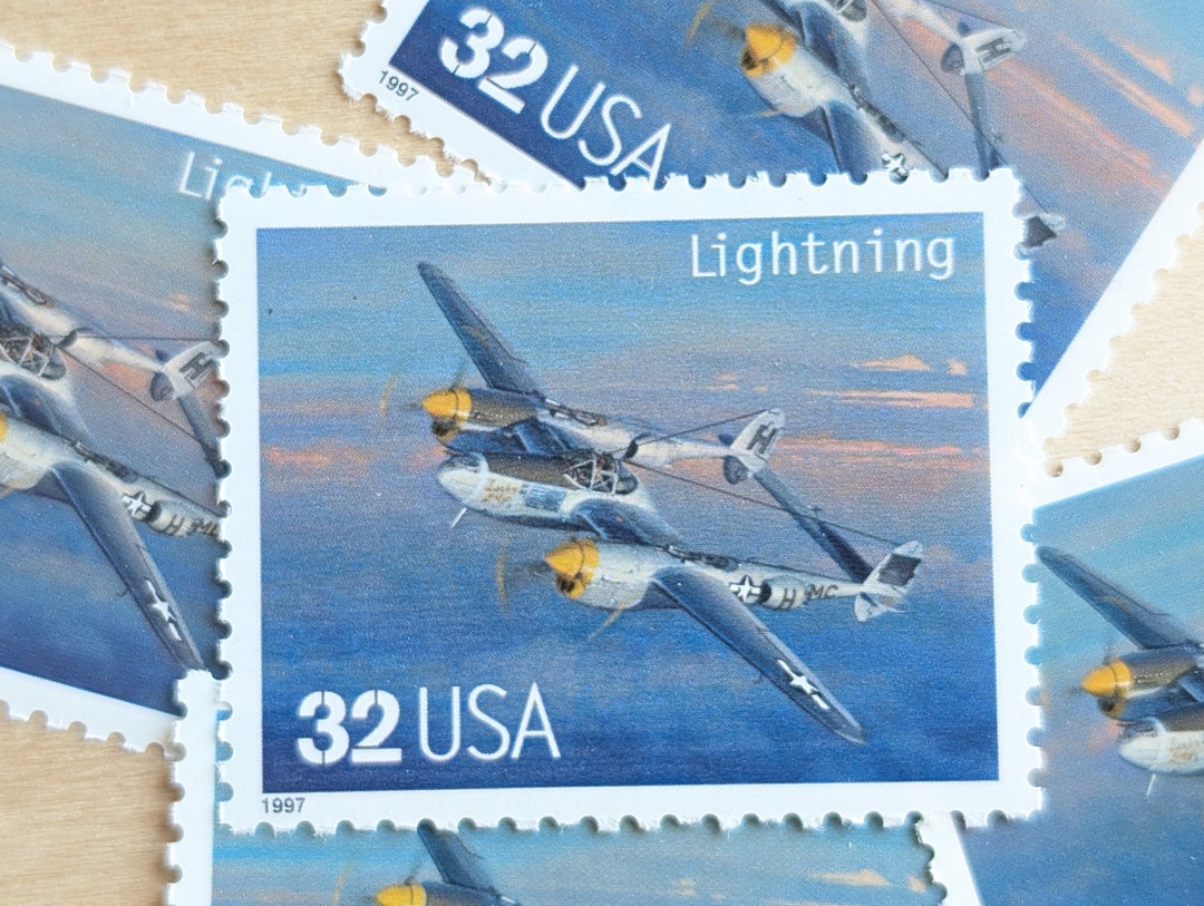 5 Lightning Classic American Aircraft Stamps, Unused US Postage Stamps ...