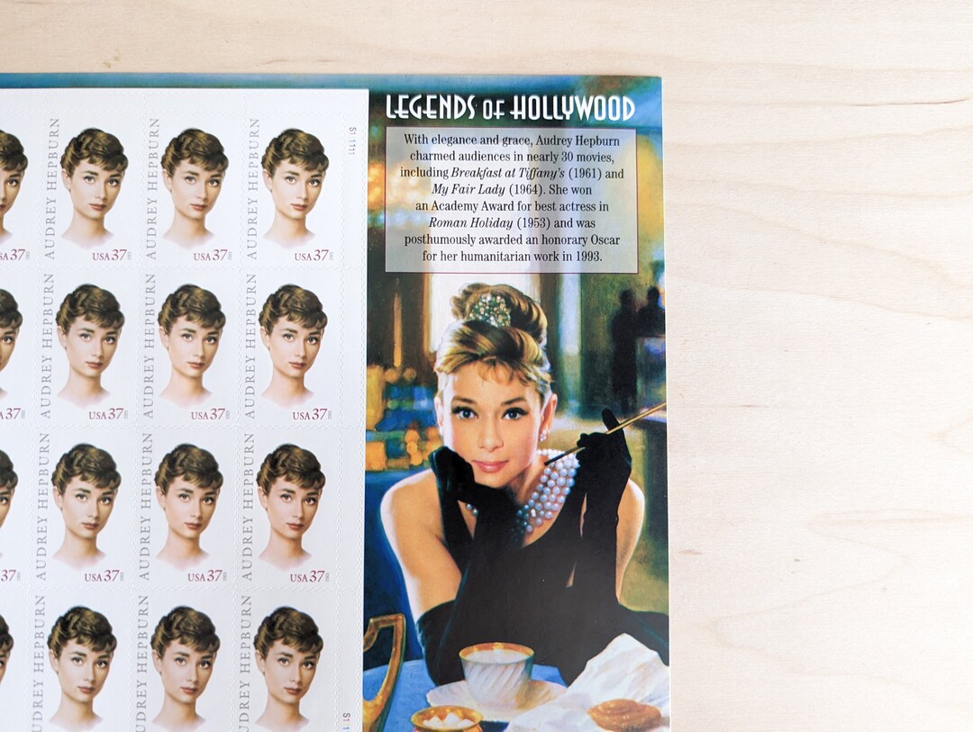Audrey Hepburn Unused US Stamp Sheet, 2002, Sheet of 20, 37 Cent Stamps ...