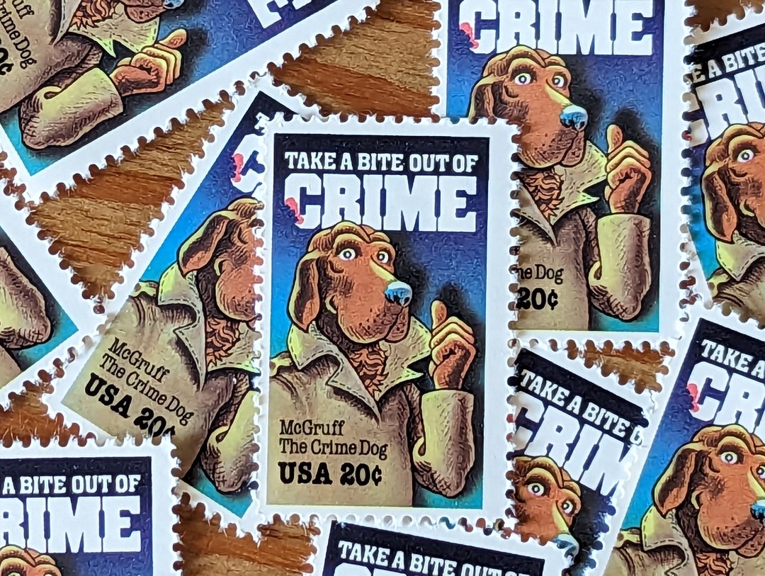 10 Crime Dog Postage Stamps, 20 Cent 1984 Unused Postage Stamps, Take a ...