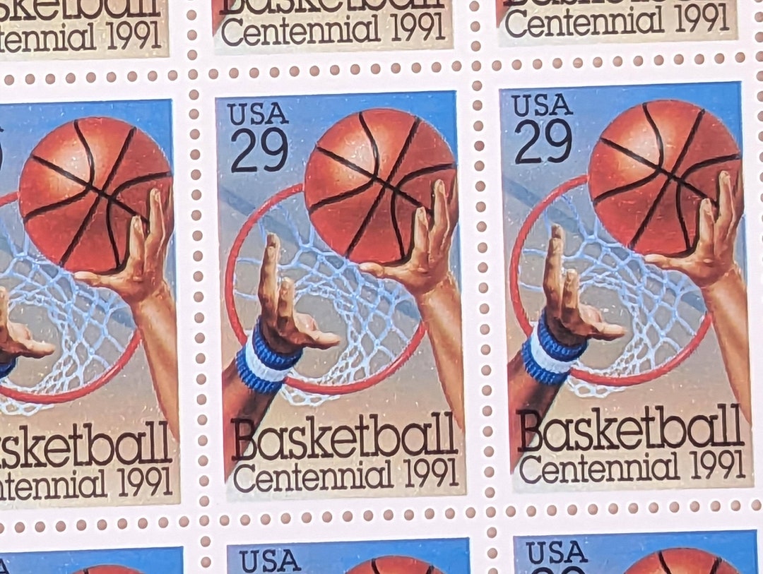 Sheet of 50 Basketball Stamps, Centenial 1991, US Postage Stamp Sheet ...