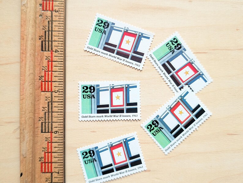 5 Gold Stars Mark WWII Losses Stamps, Vintage Unused USPS 29 Cent ...