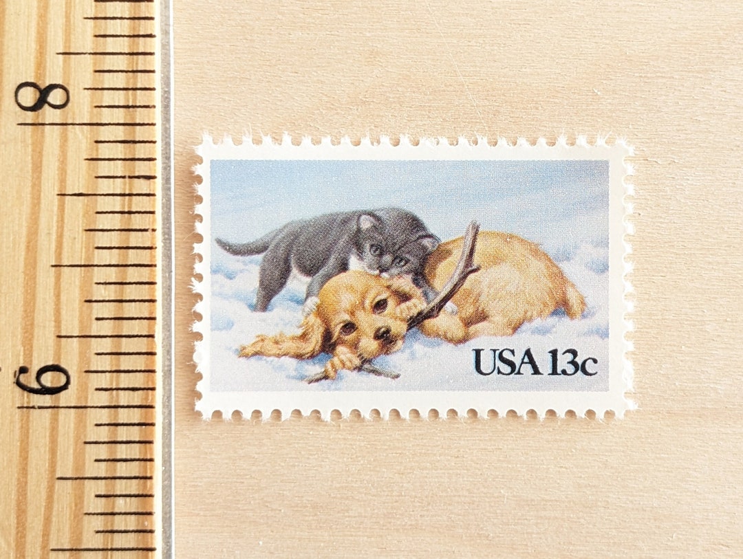 10 Kitten and Puppy Stamps, Vintage Unused USPS 13 Cent Postage Stamps ...