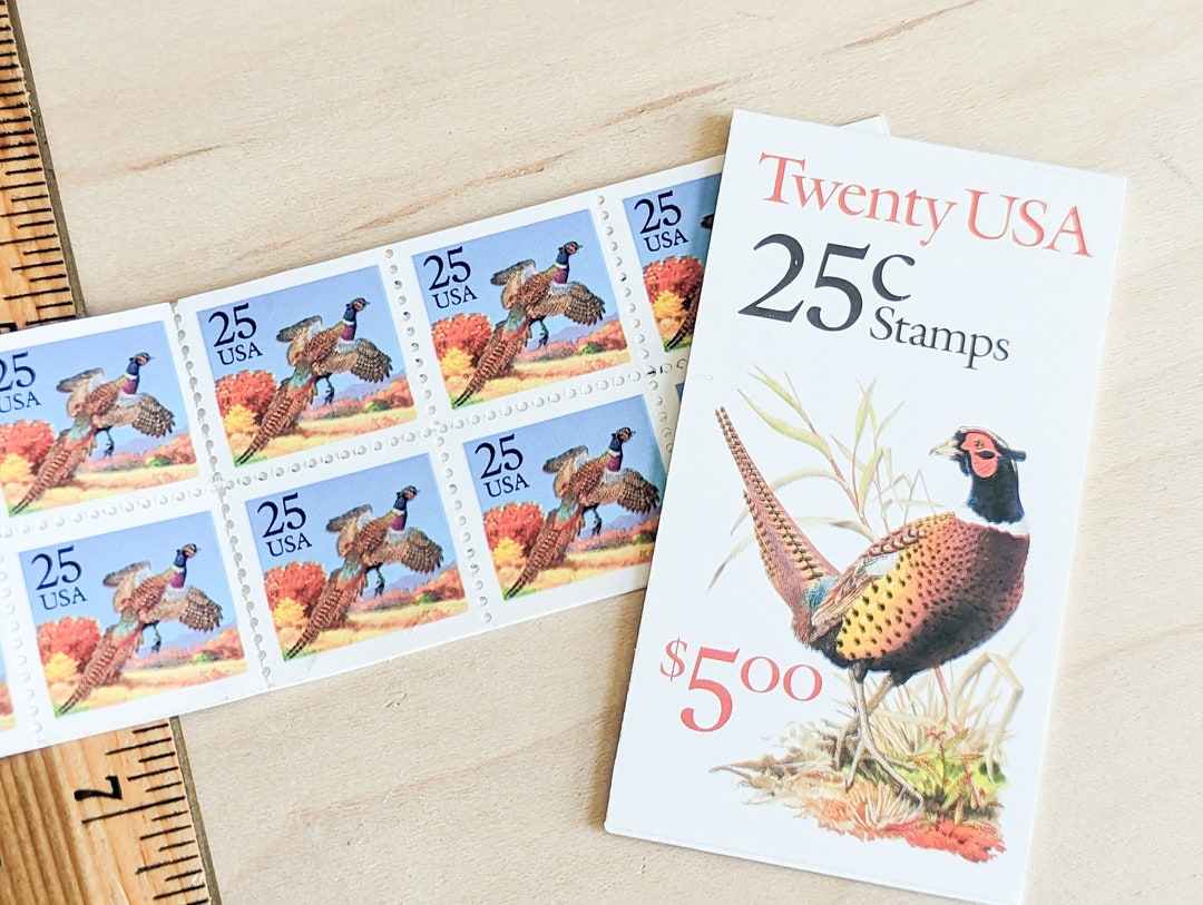 Pheasant 25 Cent Stamps Booklet of 20 Stamps, 1988, Unused US Postage ...
