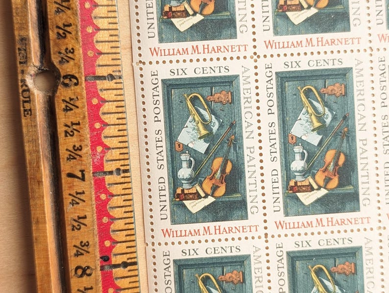 Sheet of 40 William M. Harnett Stamps, American Painting, 6 Cent Stamps ...