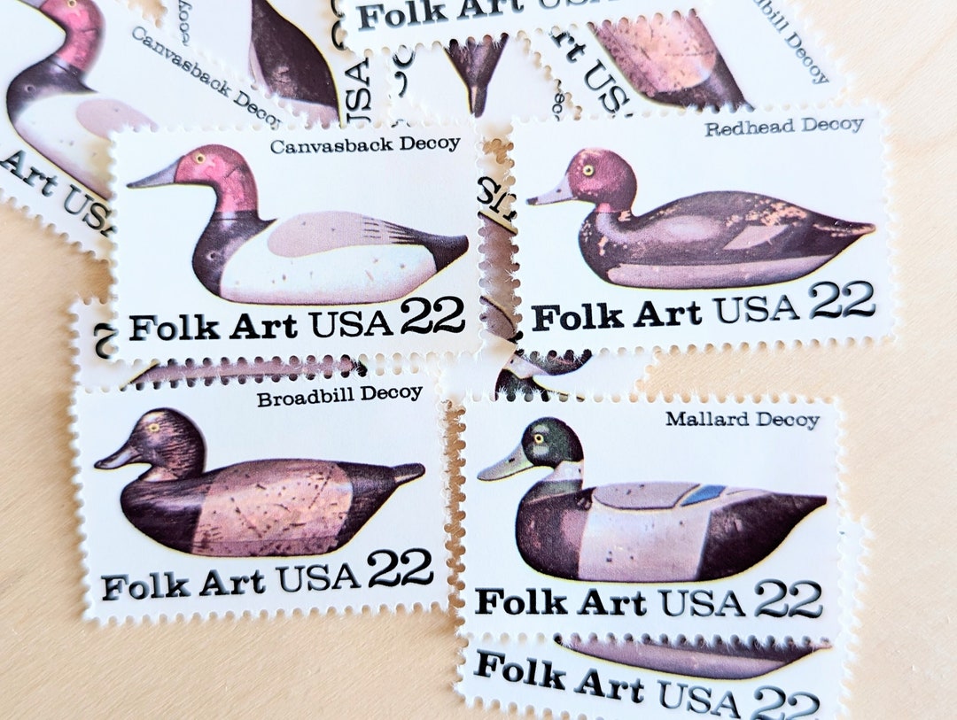 12 Bird Folk Art Stamps, 1986 Unused Postage Stamps, 22 Cent Stamps - Etsy