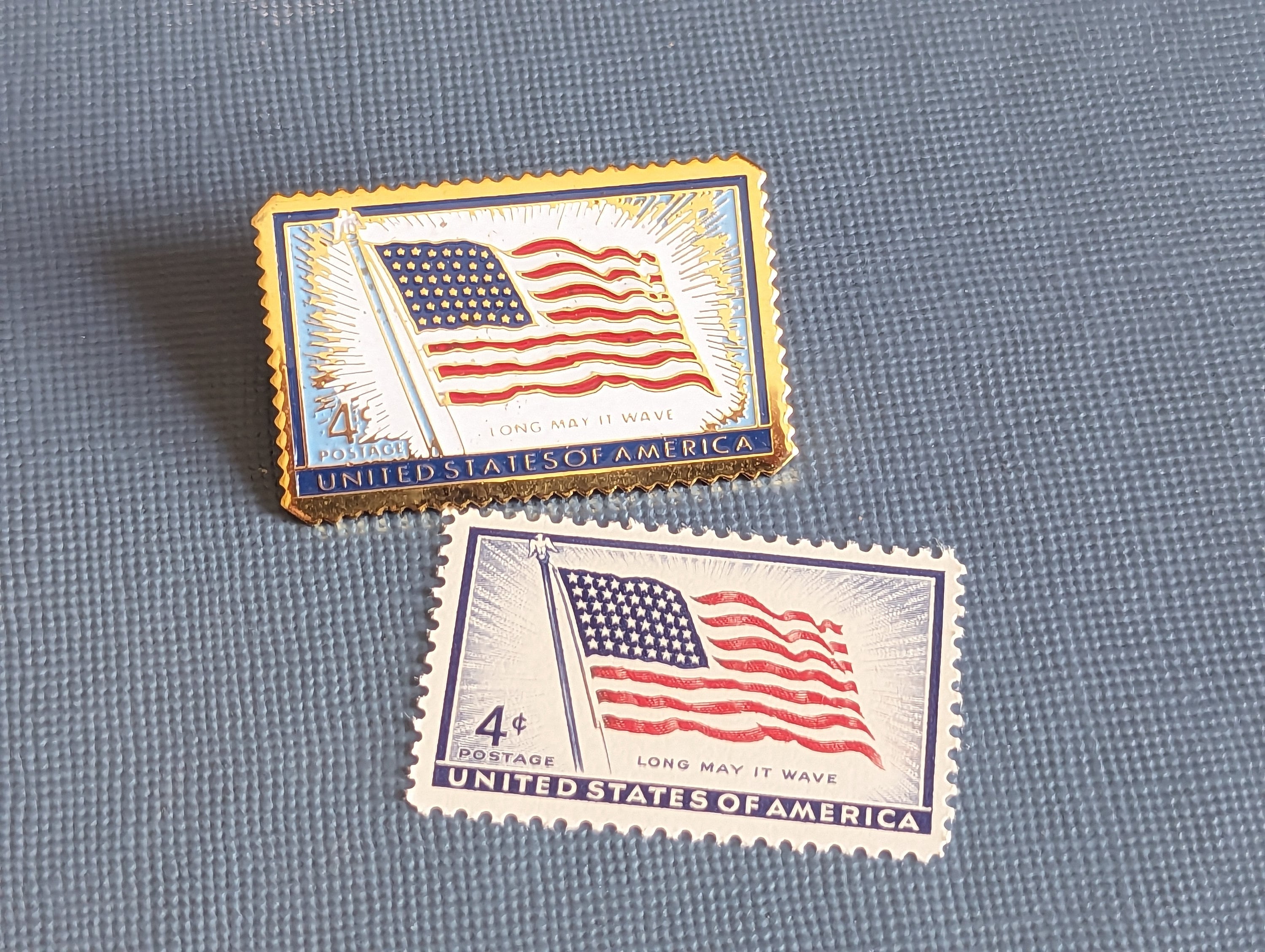 4 Cent Flag Stamp, 1957 Unused US Postage, Set of 10 Stamps, Sheet of ...