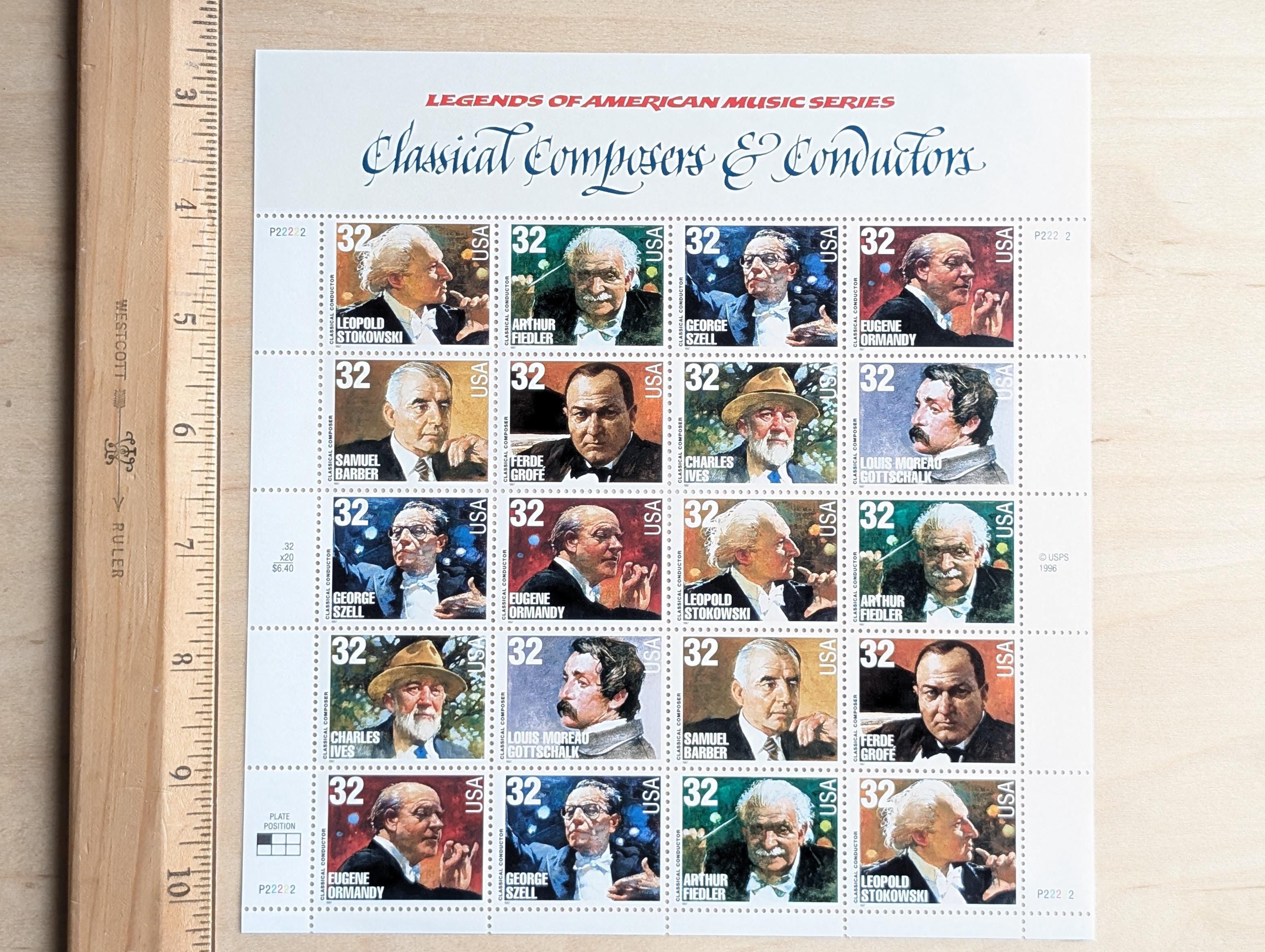 Sheet of 20 Classical Composers and Conductors Stamps, 1997, Legends of ...