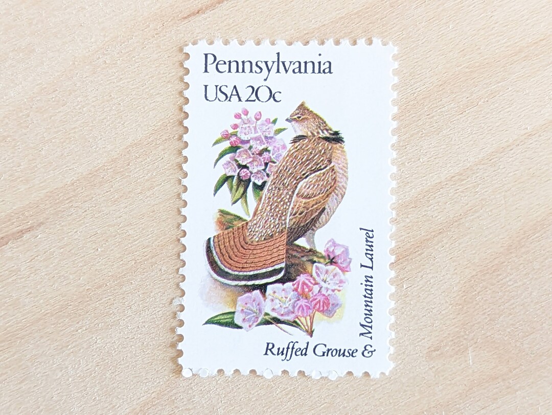 5 Pennsylvania State Stamps, 20 Cent, 1982, State Bird and Flower ...