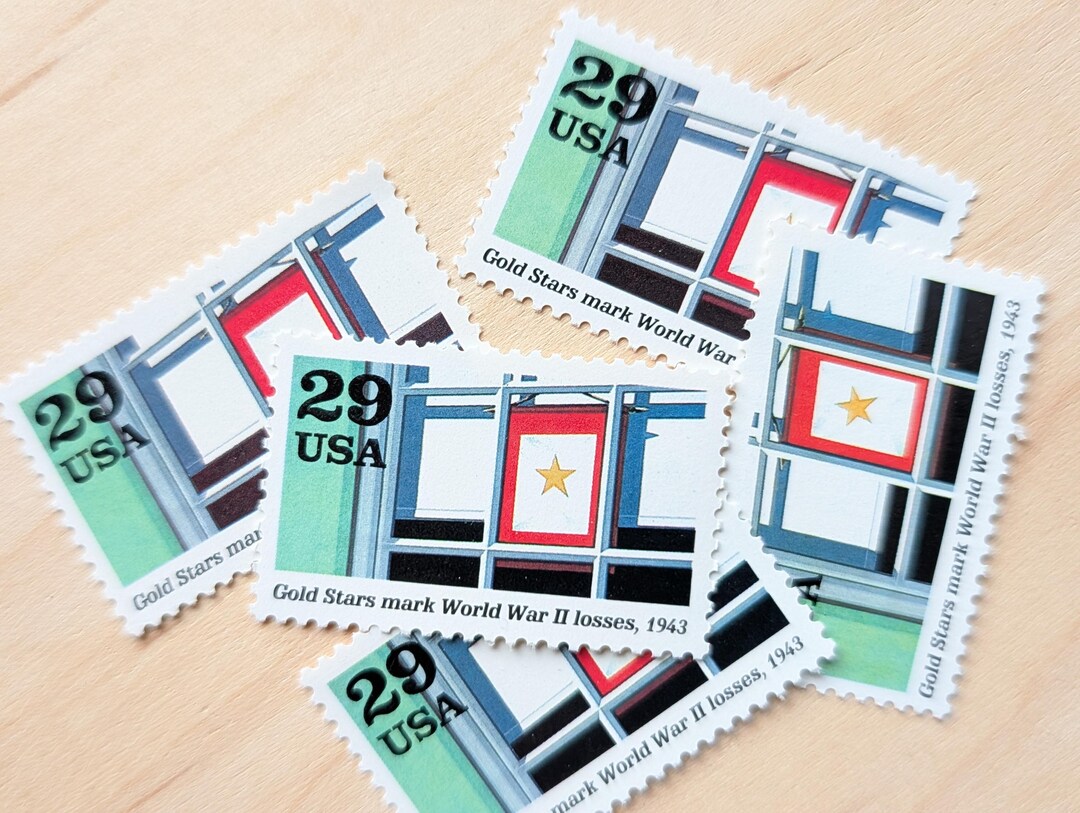 5 Gold Stars Mark WWII Losses Stamps, Vintage Unused USPS 29 Cent ...