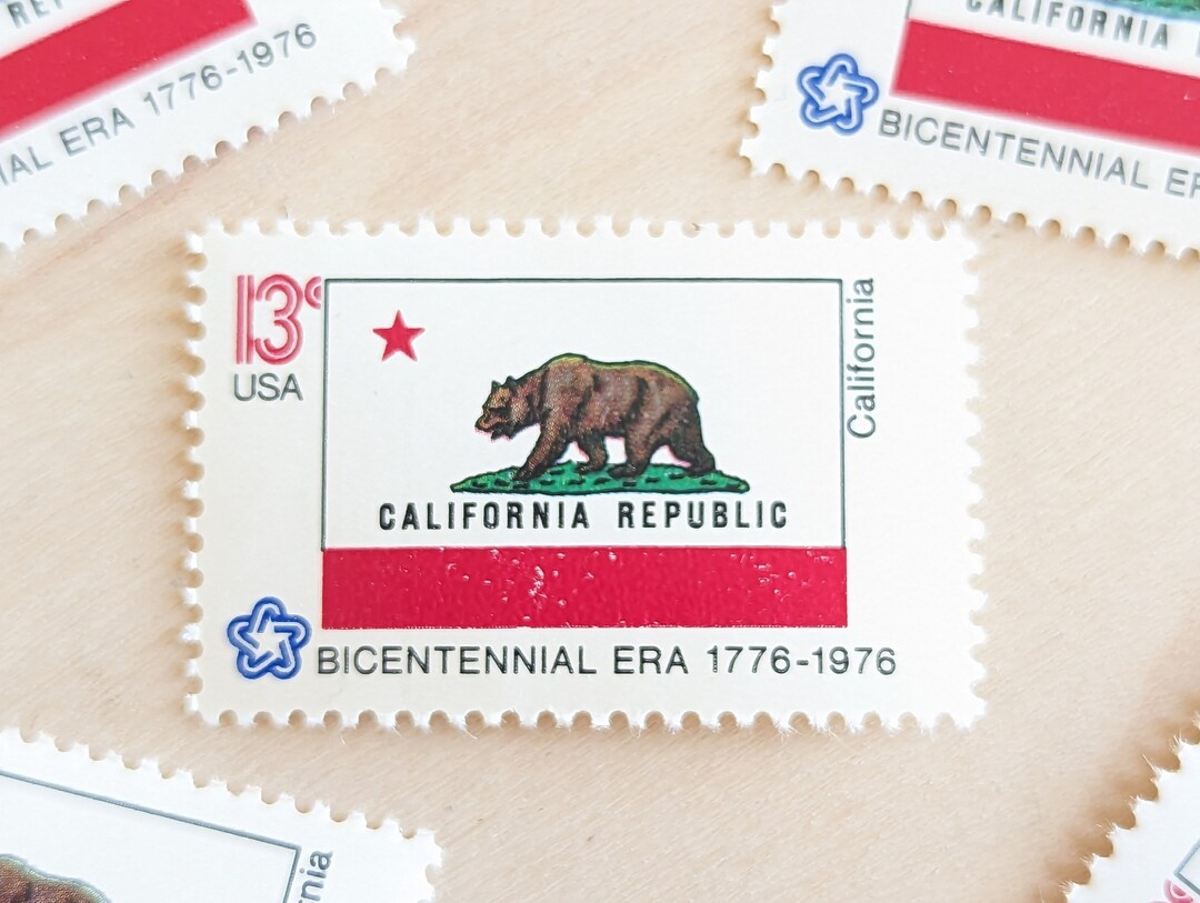 10 California State Flag Stamps, 13 Cent, 1976, State Flag, Unused ...